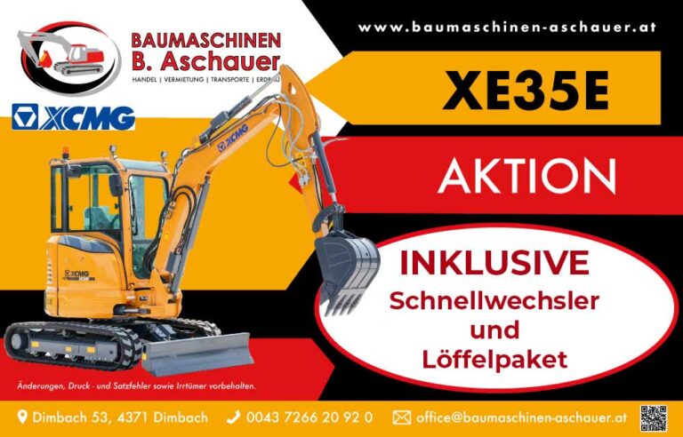 SET AKTION – XCMG XE35E mit Kabine - Baumaschinen Aschauer 🚜